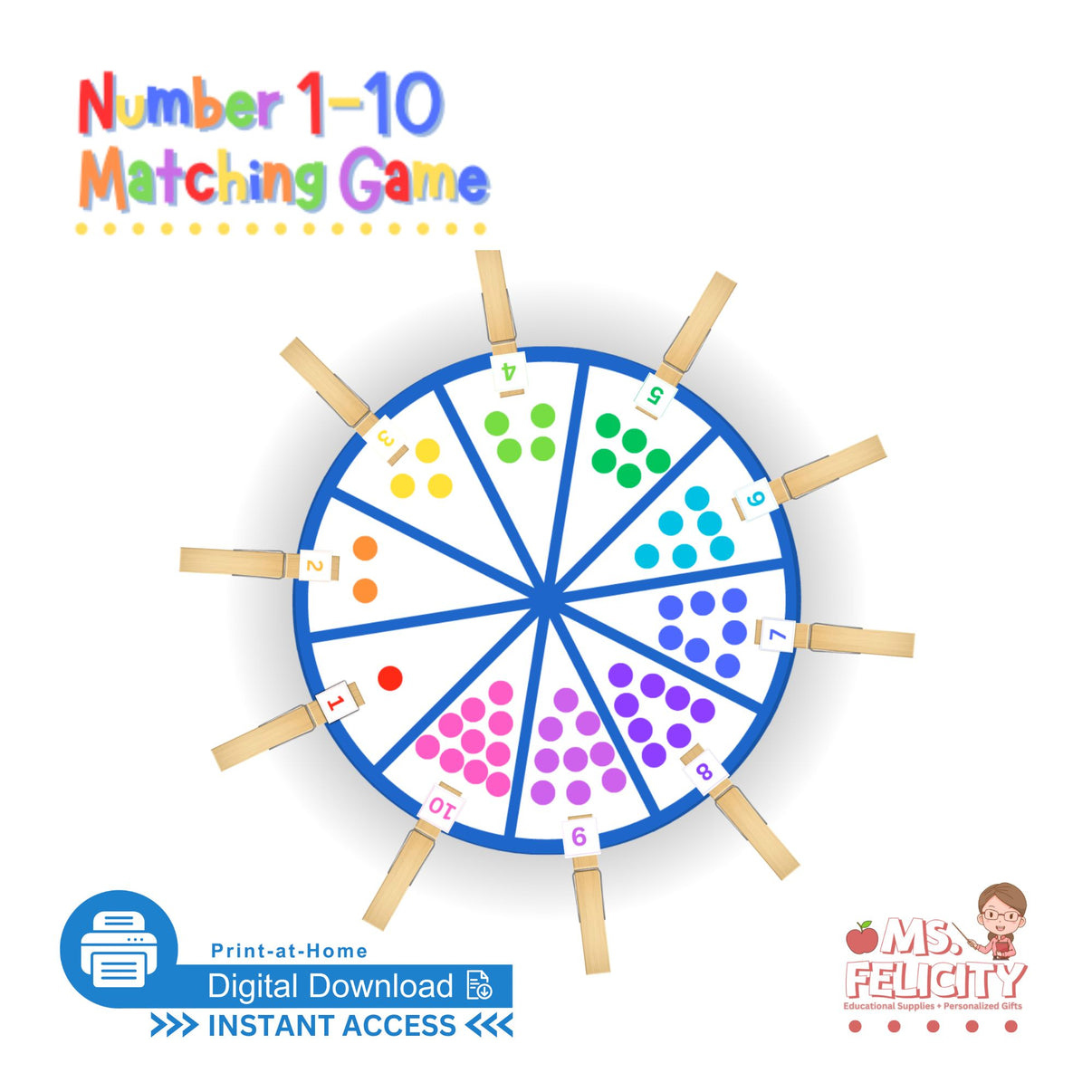 Instant Access: Numbers 1-10 Matching Game Educational Printable Math ...